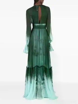 Roberto Cavalli Ruffled Silk Empire Dress