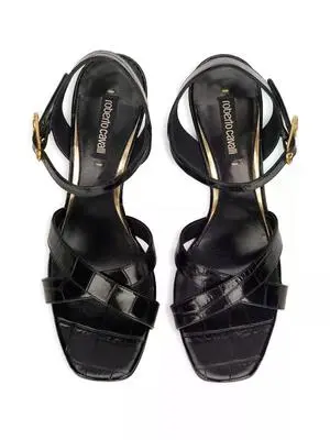 Roberto Cavalli Crocodile-effect Cross-strap Sandals
