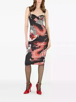 Roberto Cavalli Dragon Print Midi Dress