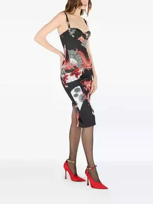 Roberto Cavalli Dragon Print Midi Dress