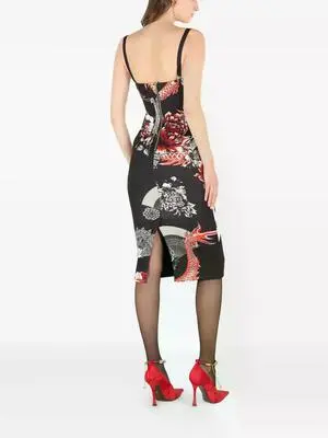 Roberto Cavalli Dragon Print Midi Dress
