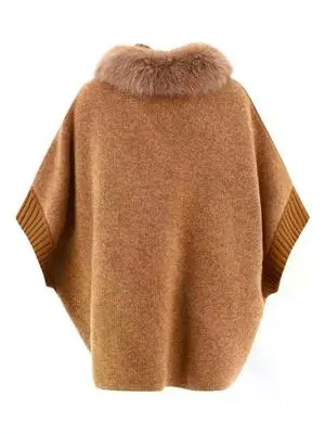 GIOVI Fur-trimmed Wool Cape - Brown