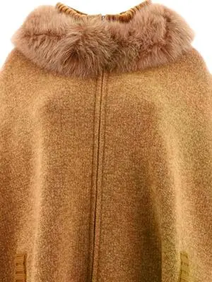 GIOVI Fur-trimmed Wool Cape - Brown