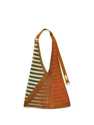 MULTITUDES BAGS Pleated Striped Tote - Neutrals