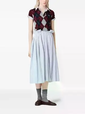 Miu Miu Argyle Intarsia-knit Polo Shirt - Red