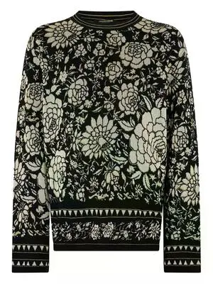 Roberto Cavalli Floral-pattern Wool Sweater