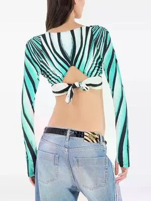 Roberto Cavalli Ruched Long-sleeve Crop Top
