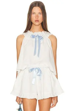 HELSA Vintage Top With Satin Tie Detail