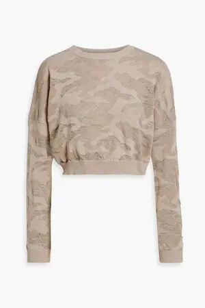 Brunello Cucinelli Cropped Metallic Jacquard-knit Cotton Sweater