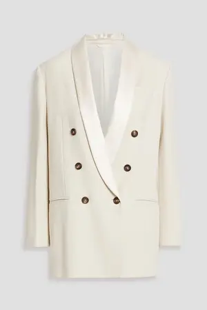 Brunello Cucinelli Double-breasted Twill Blazer With Bead Embellishments