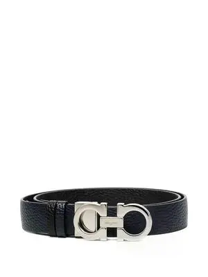 FERRAGAMO Gancini Buckle Leather Belt - Blue