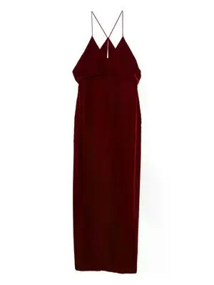 TOM FORD Velvet V-neck Maxi Dress - Red