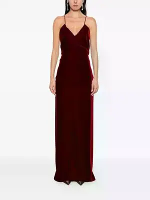 TOM FORD Velvet V-neck Maxi Dress - Red