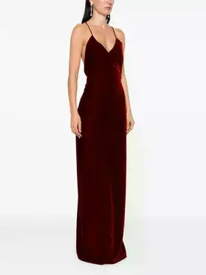 TOM FORD Velvet V-neck Maxi Dress - Red