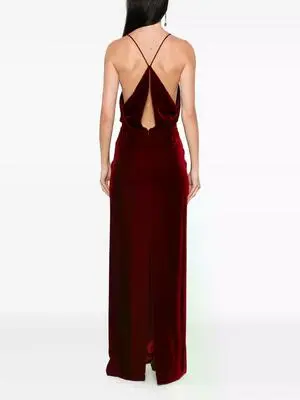 TOM FORD Velvet V-neck Maxi Dress - Red