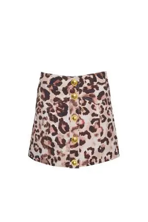 Cara Cara Juniper Mini Skirt - Abstract Cheetah Ivory