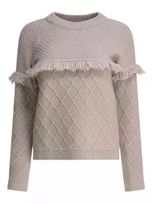 RAKKI Cable-knit Fringe Sweater