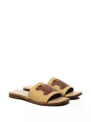 Max Mara Monogram Canvas Band Flat Sandals