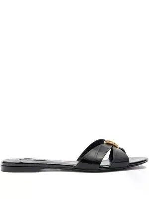 Roberto Cavalli Cross-strap Jewel-embellished Flat Sandals - Black