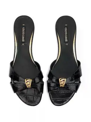 Roberto Cavalli Cross-strap Jewel-embellished Flat Sandals