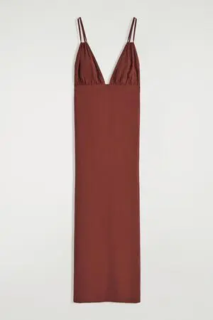 Cos Maxi Dress With Gathered V-neck - Red