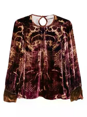PIERRE-LOUIS MASCIA Patterned Velvet Blouse - Red