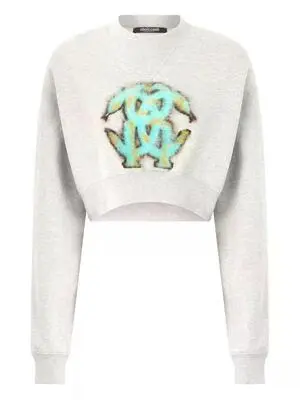 Roberto Cavalli Cropped Logo-motif Sweatshirt - Grey