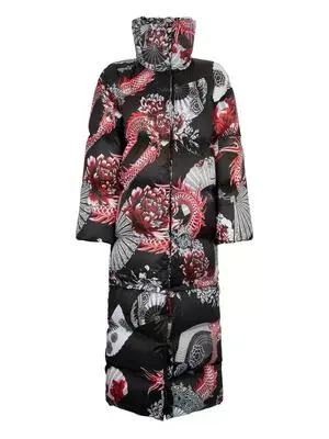 Roberto Cavalli Dragon-print Oversized Quilted Coat