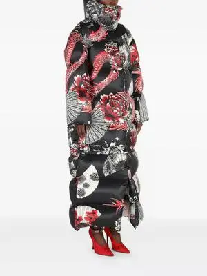 Roberto Cavalli Dragon-print Oversized Quilted Coat