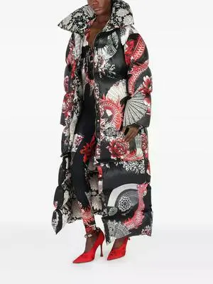 Roberto Cavalli Dragon-print Oversized Quilted Coat