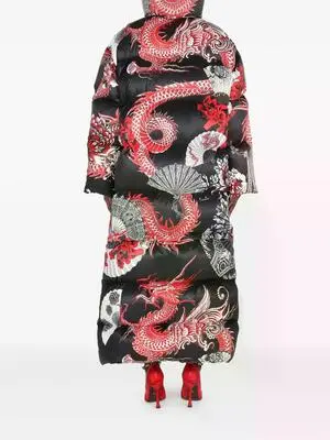 Roberto Cavalli Dragon-print Oversized Quilted Coat
