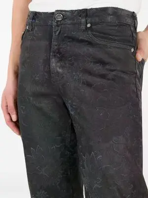 Roberto Cavalli Floral-motif Faded Jeans