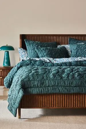 Anthropologie Brooke Heathered Jersey Cotton Quilt - Green