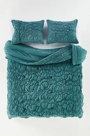 Anthropologie Brooke Heathered Jersey Cotton Quilt - Green