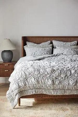 Anthropologie Brooke Heathered Jersey Cotton Quilt Grey