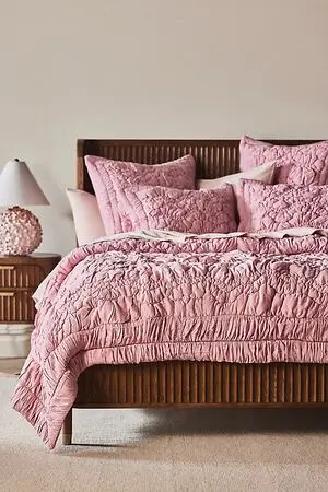 Anthropologie Brooke Heathered Jersey Cotton Quilt Pink