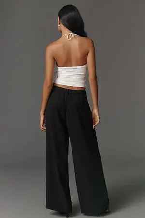 Maeve Avery Wide-leg Pleated Trousers - Black