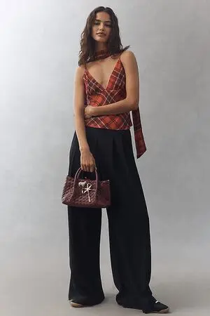 Maeve Avery Wide-leg Pleated Trousers - Black