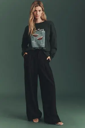 Maeve Avery Wide-leg Pleated Trousers - Black