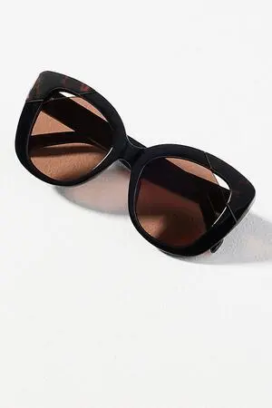 I-SEA Cutout Square Cat-eye Sunglasses - Black