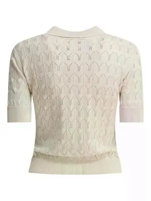 RAKKI Chevron-pattern Polo Top - Neutrals