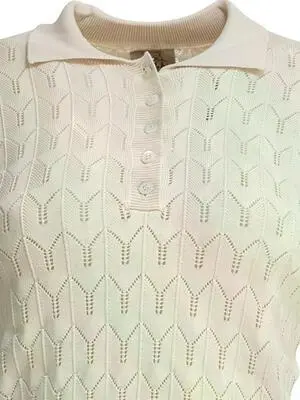 RAKKI Chevron-pattern Polo Top - Neutrals