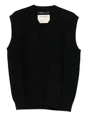 Frenckenberger Sleeveless Open-front Cardigan - Black