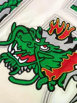 AWAKE NY Dragon-embroidered Varsity Jacket - Neutrals