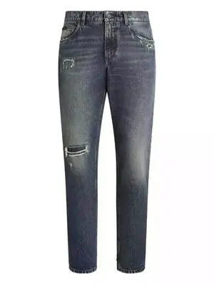 Dolce & Gabbana Logo-plaque Distressed Jeans