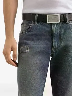 Dolce & Gabbana Logo-plaque Distressed Jeans