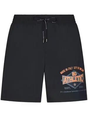 Dolce & Gabbana Athletic-print Swim Shorts - Black