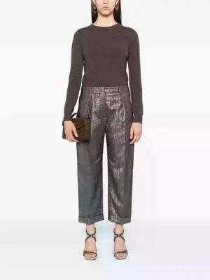 Brunello Cucinelli Pleated Metallic Trousers