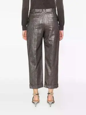 Brunello Cucinelli Pleated Metallic Trousers