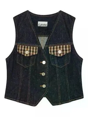 GANNI Denim Waistcoat - Blue